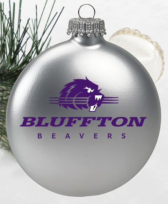Disc Shaped Frosted Glass Ornament | Silver – Bluffton Campus Store